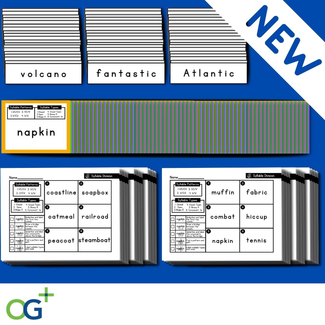 OG+ Syllable Division Printable Center Activity Set